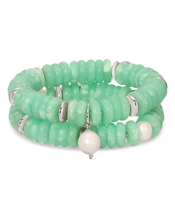 Ettika Saint Tropez Beaded Bracelet Set - Silver