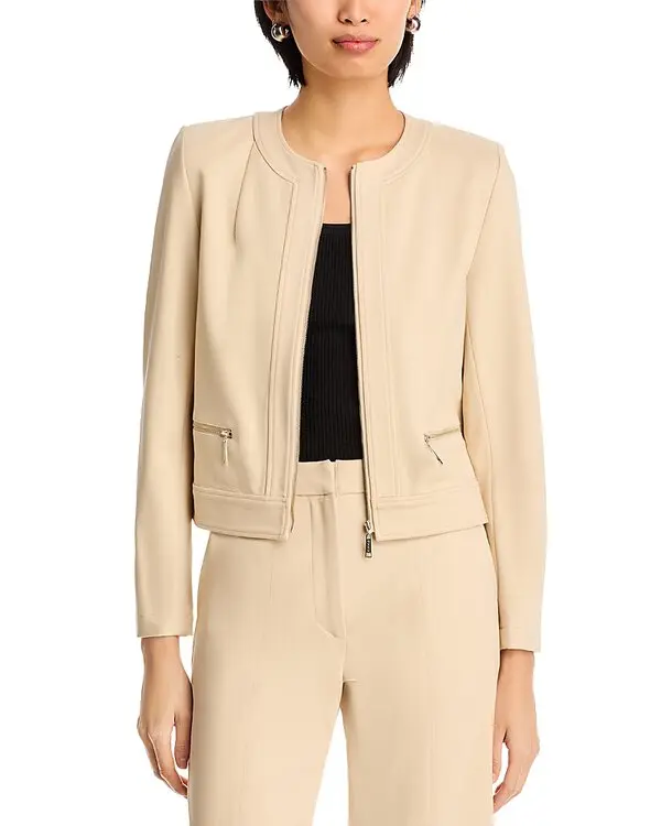 Misook Zip Front Jacket - Biscotti