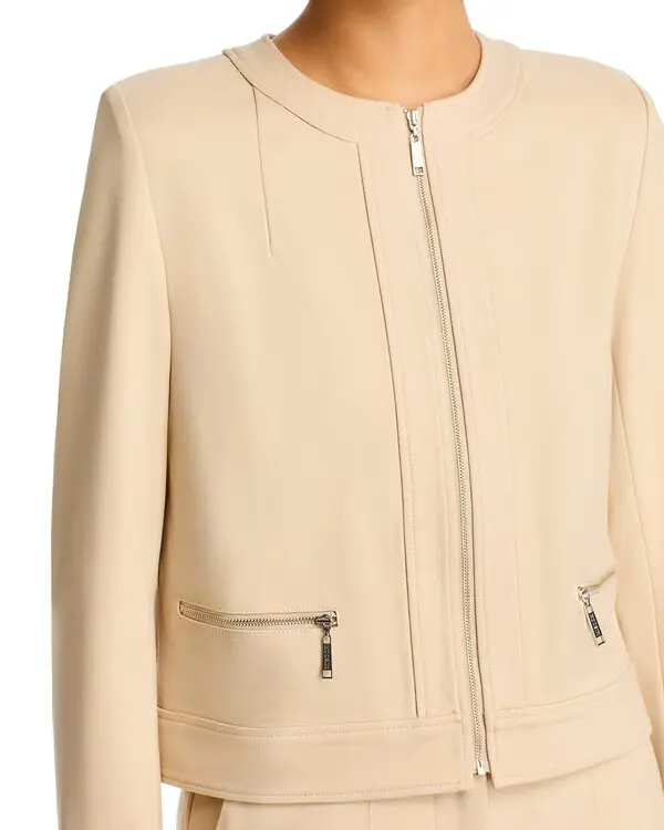 Misook Zip Front Jacket - Biscotti