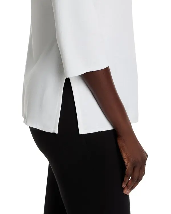 Misook Jewel Neck 3/4 Sleeve Top - White