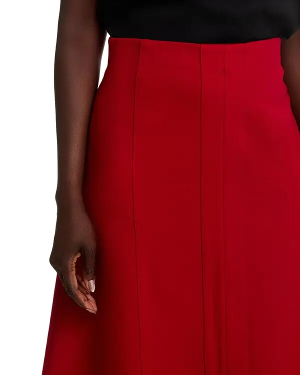 Misook A-line Skirt With Slit Front - Scarlet Red