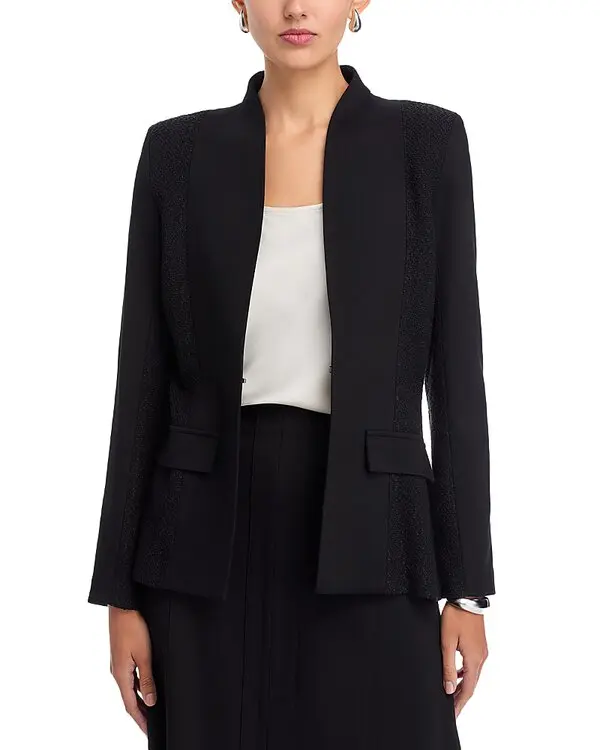 Misook Long Sleeve Ponte Jacket - Black