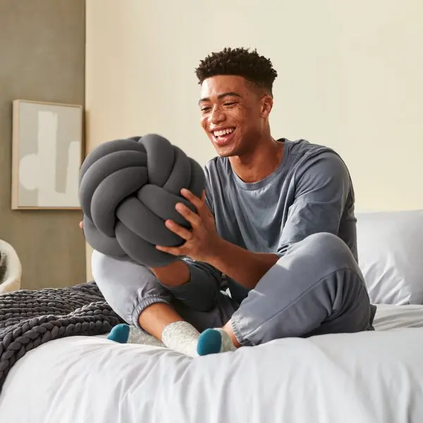BEARABY Hugget Weighted Knot Pillow, Large 3 Lb - Asteroid Grey