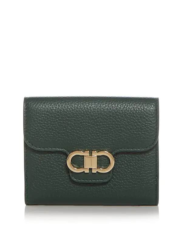 FERRAGAMO Gancini Leather Wallet - Moss