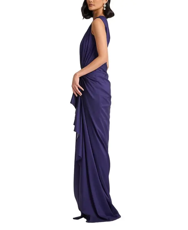 Tadashi Shoji Lena Waterfall Drape Gown - Horizon