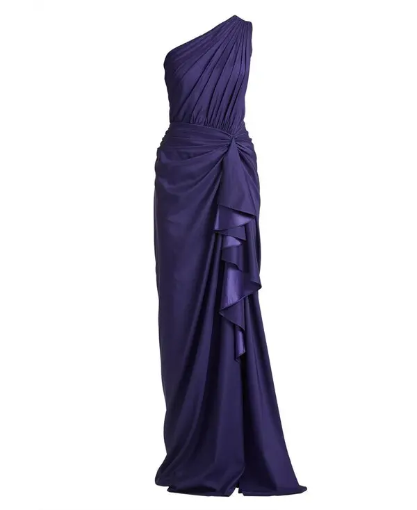 Tadashi Shoji Lena Waterfall Drape Gown - Horizon