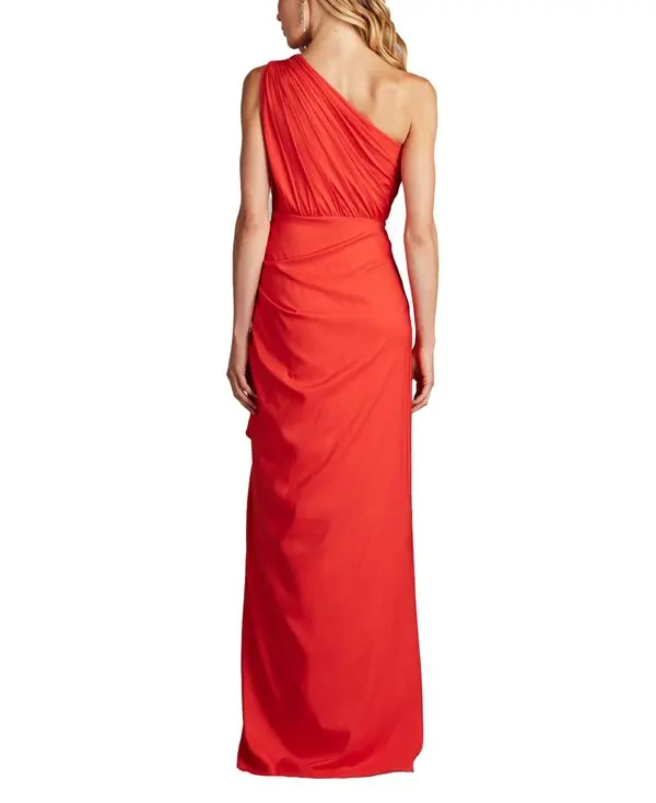 Tadashi Shoji Lena Waterfall Drape Gown - Red