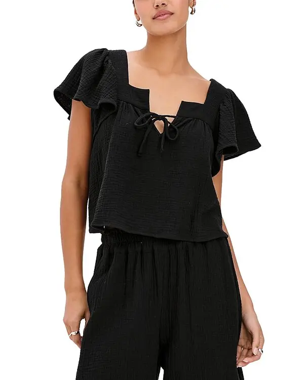 Rails Casie Split Neck Flutter Sleeve Top