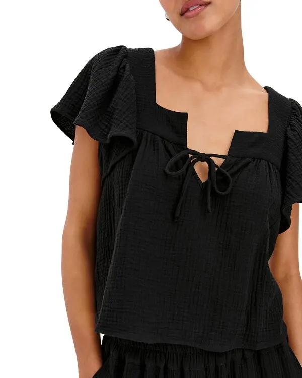 Rails Casie Split Neck Flutter Sleeve Top