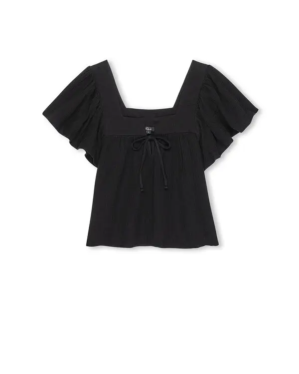 Rails Casie Split Neck Flutter Sleeve Top