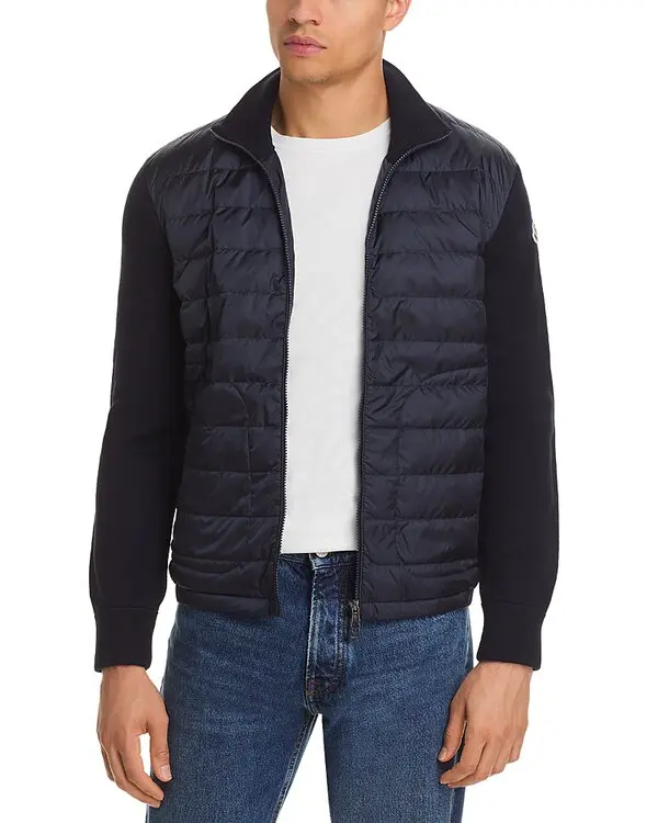 Moncler Padded Zip Up Cardigan - Navy