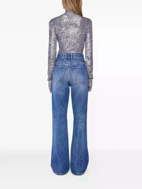 Rabanne Sequined Turtleneck Top - Grey