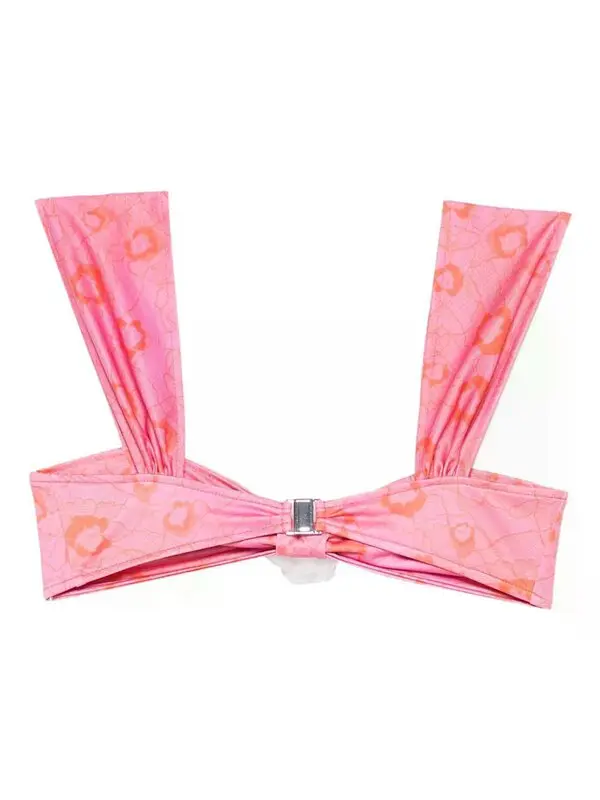 ROBERTA EINER Floral-appliqué Bikini Top - Pink