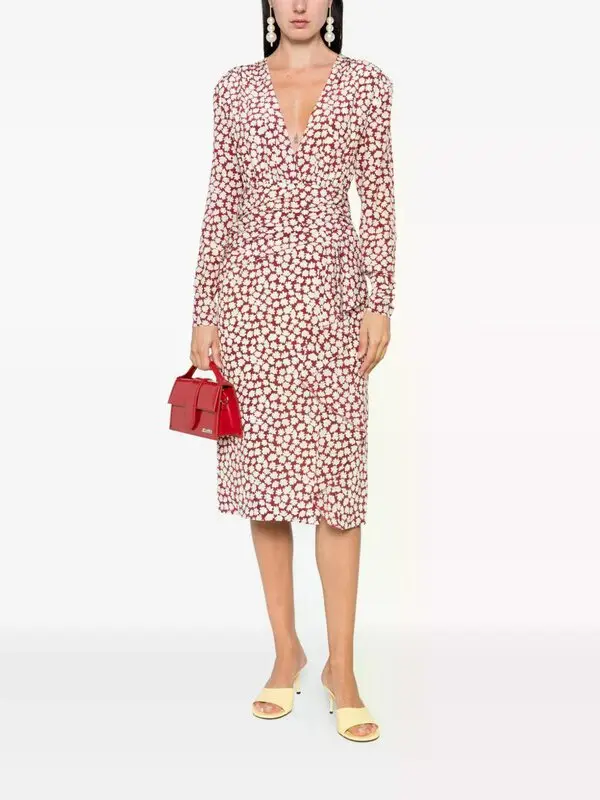Alessandra Rich Floral-print Draped Midi Dress