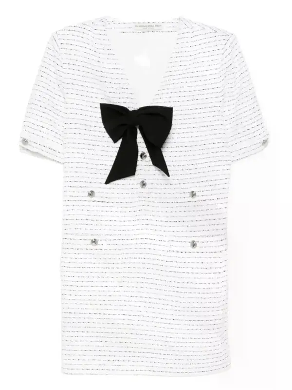 Alessandra Rich Bow-detail Tweed Dress - White