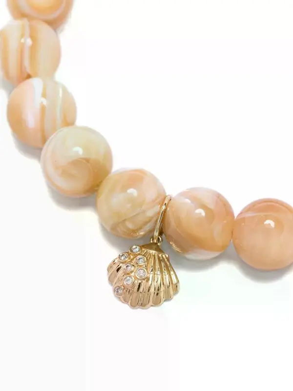 SYDNEY EVAN 14ct Yellow Gold Stone Shell Charm Bracelet