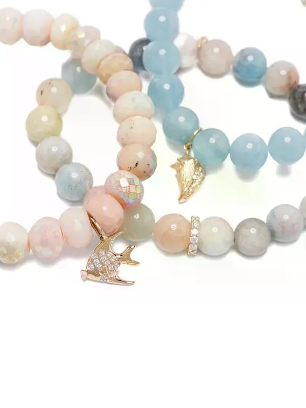 SYDNEY EVAN 14ct Yellow Gold Gemstone Bracelet With Diamond Accents