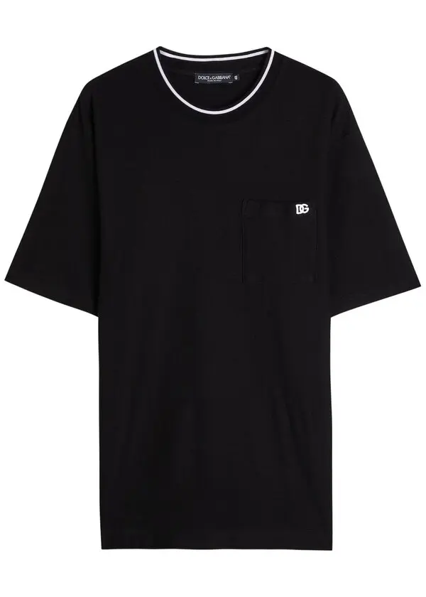 Dolce & Gabbana Logo-embroidered Piqué Cotton T-shirt