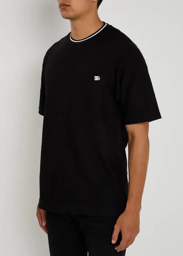 Dolce & Gabbana Logo-embroidered Piqué Cotton T-shirt