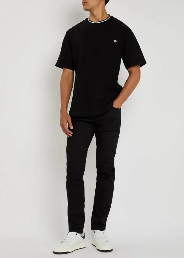 Dolce & Gabbana Logo-embroidered Piqué Cotton T-shirt