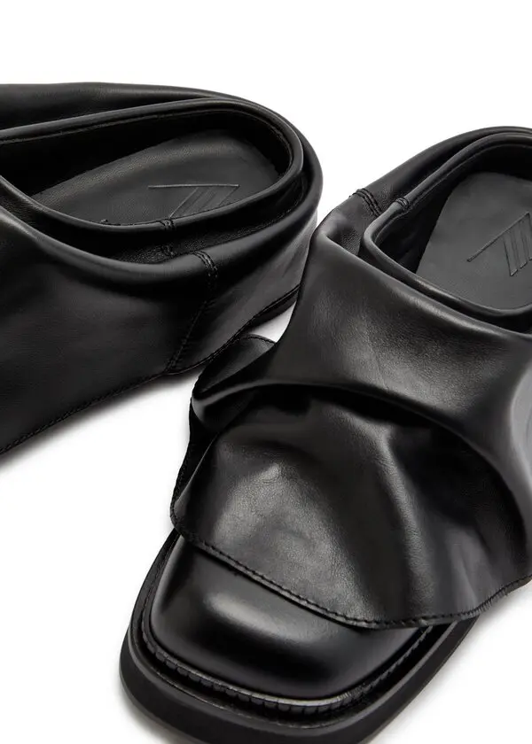 Attico Mini Robin Leather Mules - Black