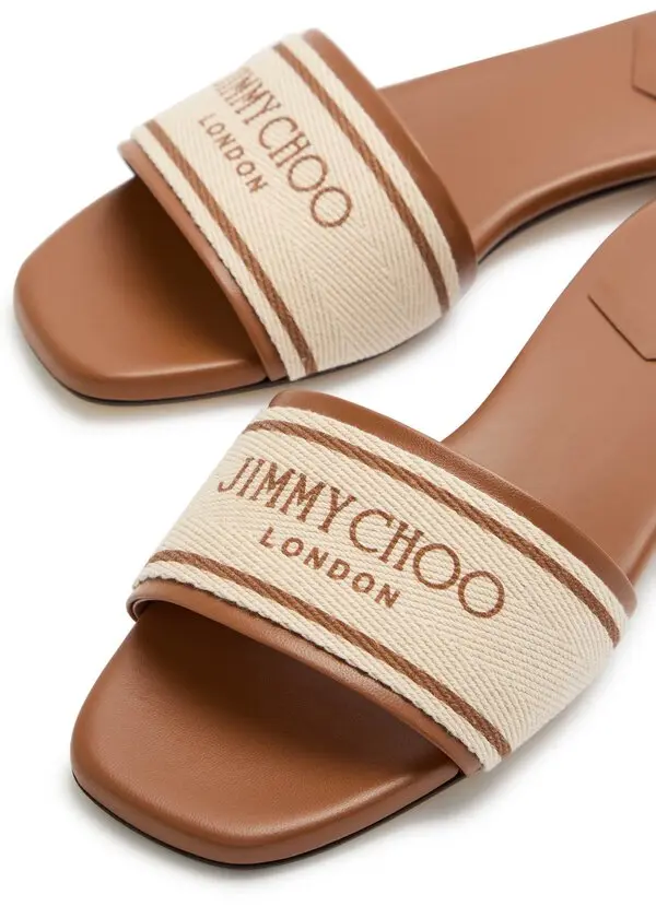 JIMMY CHOO Joa Logo Canvas And Leather Sliders