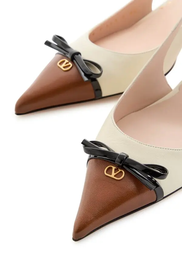 Valentino Garavani Bepointy 45 Leather Slingback Pumps - Brown