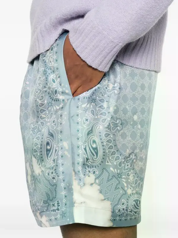 Amiri Paisley Print Silk Shorts - Blue