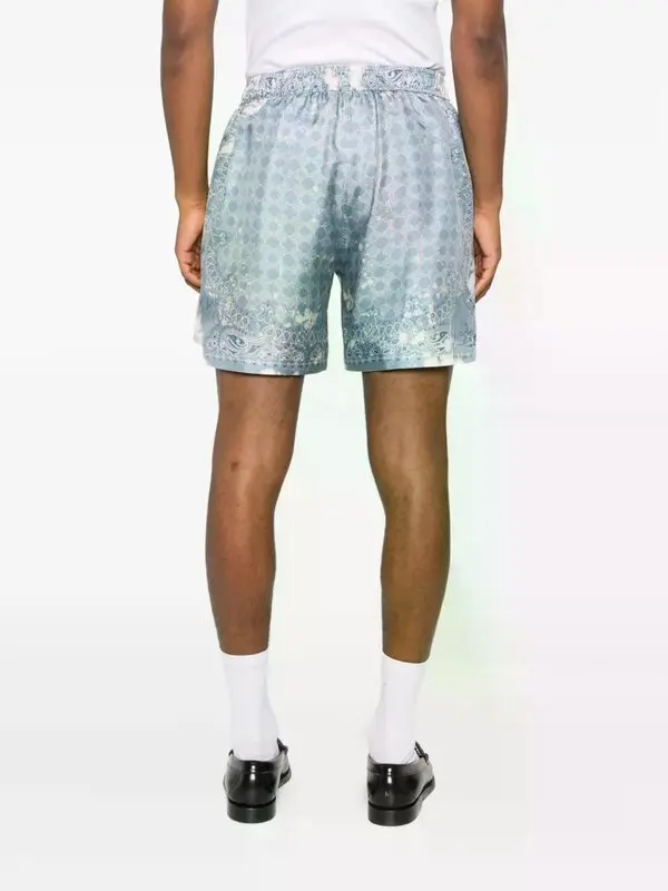 Amiri Paisley Print Silk Shorts - Blue