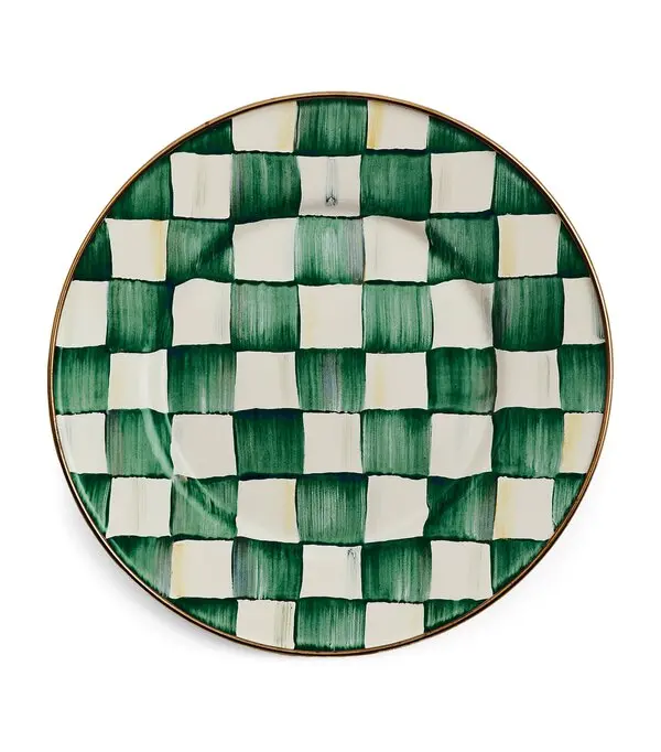 MACKENZIE-CHILDS Emerald Check Salad Plate - Green