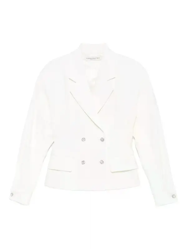 Alessandra Rich Crystal-embellished Double-breasted Jacket - White