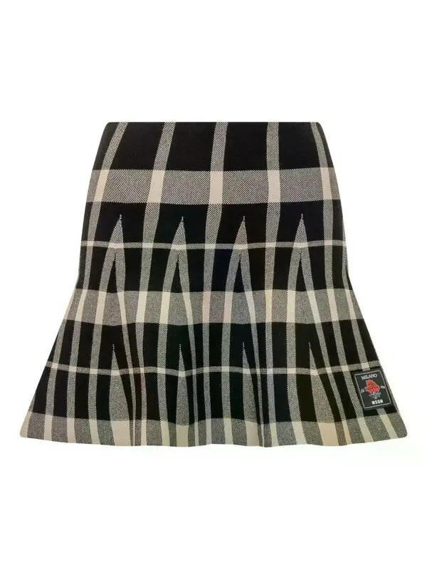 MSGM Checked Pleated Skirt