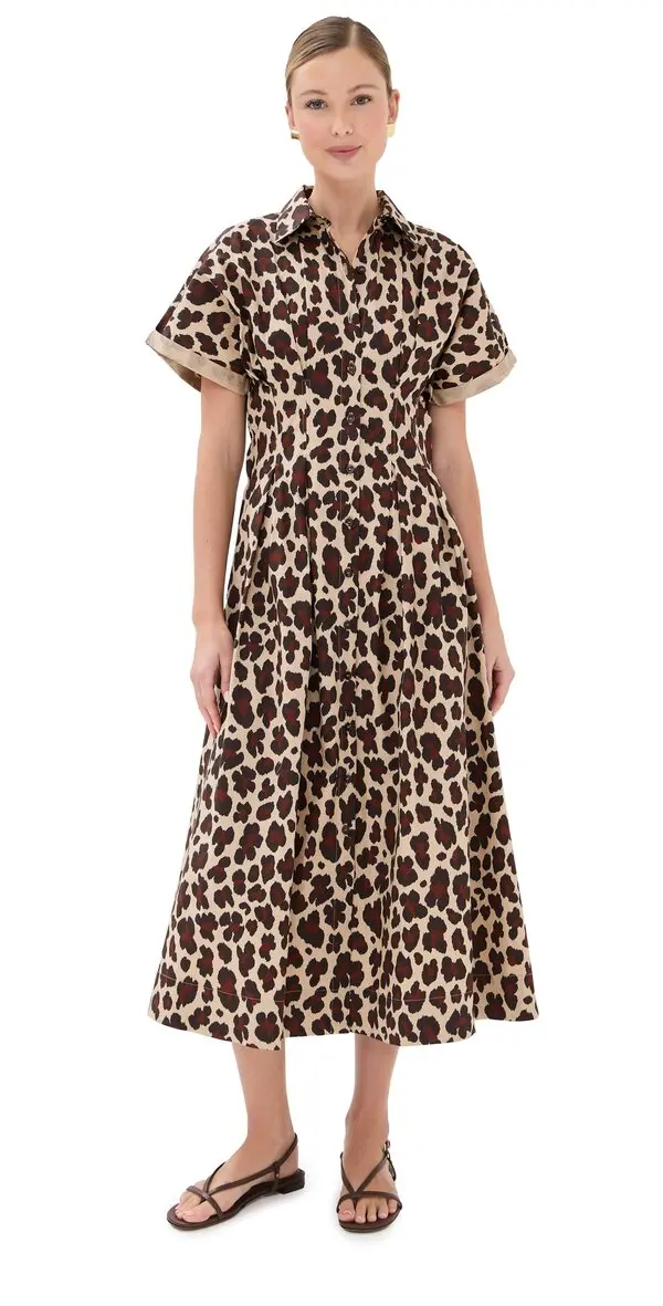 LE BOP Roberta -print Midi Shirt Dress - Leopard
