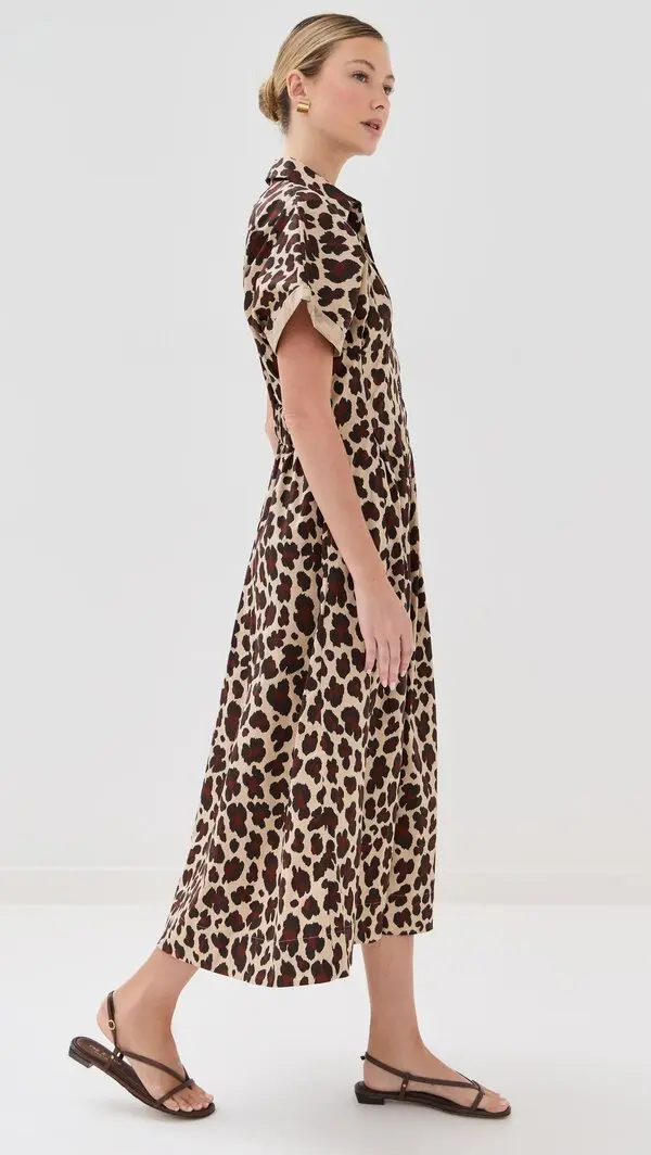 LE BOP Roberta -print Midi Shirt Dress - Leopard