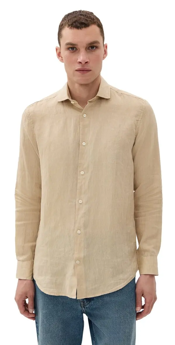 Frescobol Carioca Antonio Linen Shirt - Sand Dune