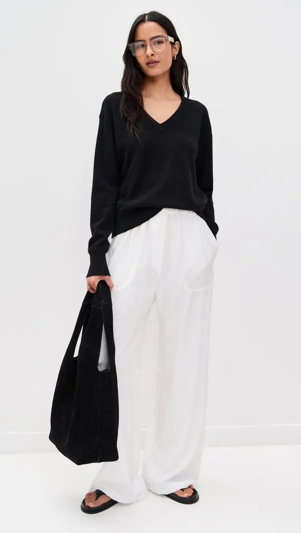 WHITE & WARREN Cashmere V-neck Pullover