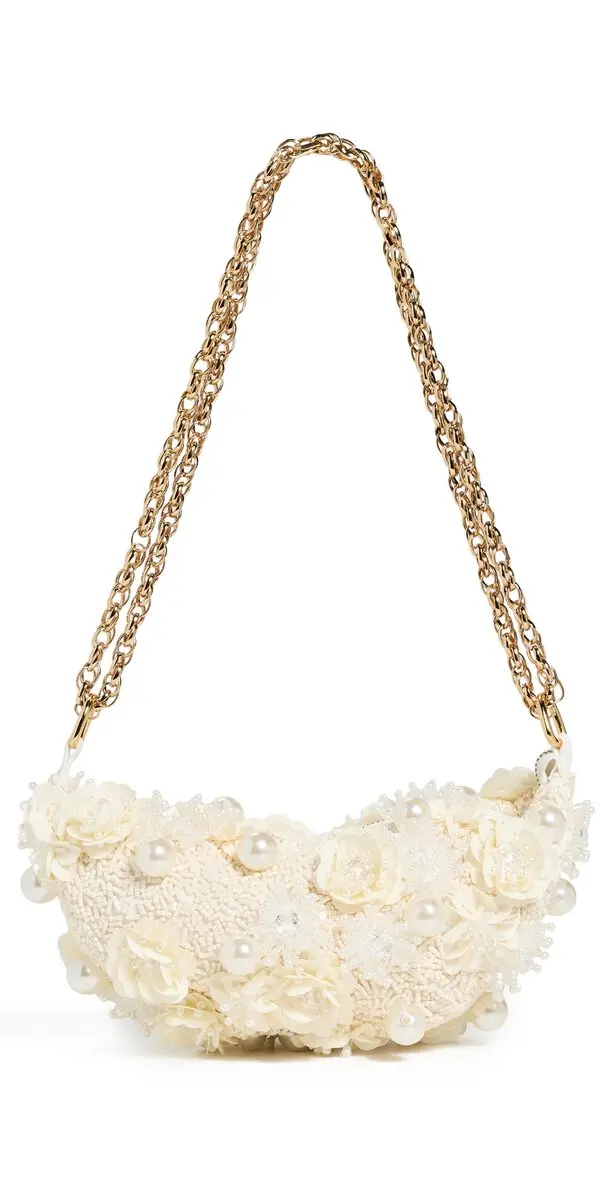 PatBO Bruma Floral Appliqué Bag - Off White