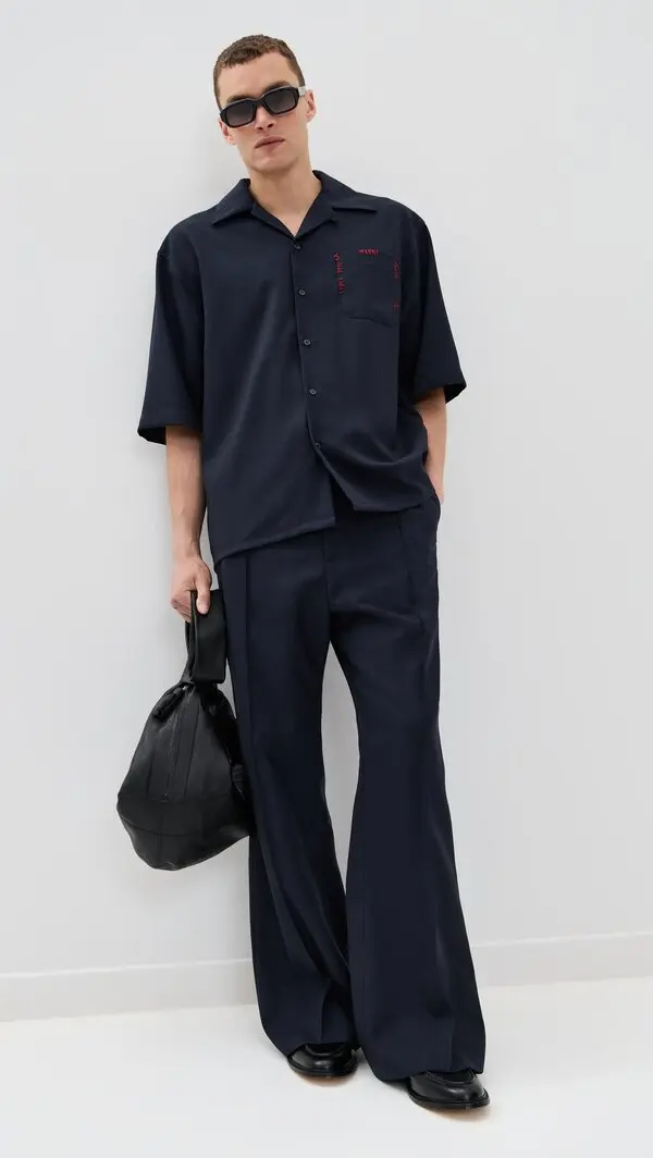 Marni Tropical Wool Wide-leg Trousers