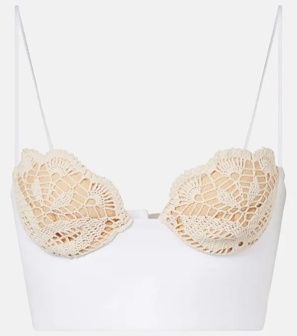 Magda Butrym Crochet Cotton Bustier Top - White