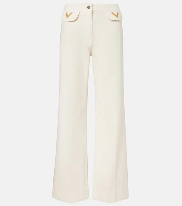 Valentino Garavani Vgold Mid-rise Wide-leg Jeans - White