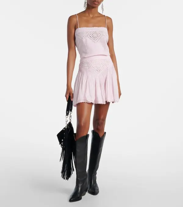 MARANT ETOILE Lace-trimmed Cotton Miniskirt