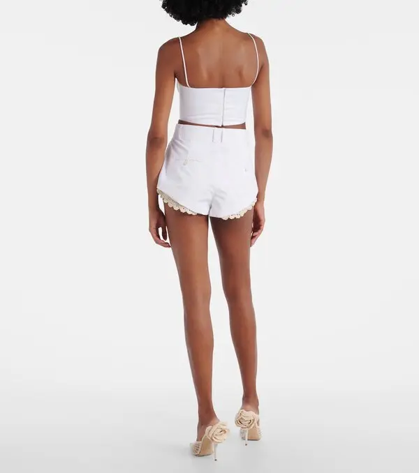 Magda Butrym Crochet-trimmed Cotton-blend Shorts