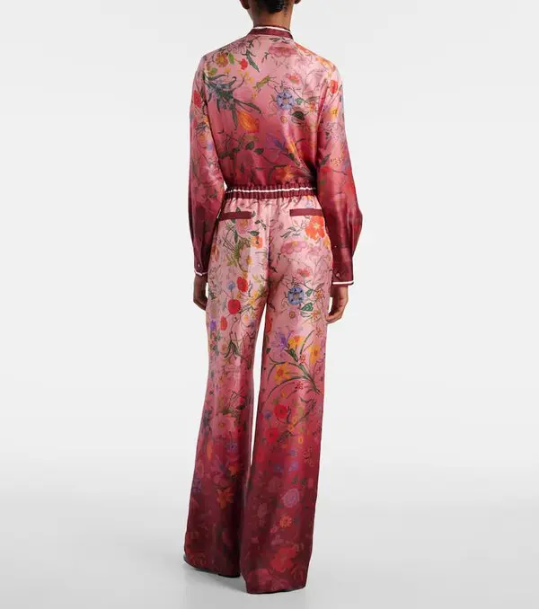 Gucci Floral Silk Wide-leg Pants