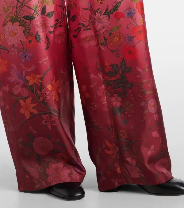 Gucci Floral Silk Wide-leg Pants