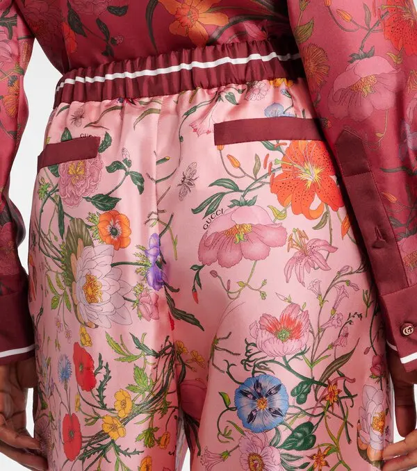 Gucci Floral Silk Wide-leg Pants