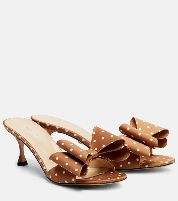 Mach & Mach Le Cadeau 65 Polka-dot Satin Mules - Brown
