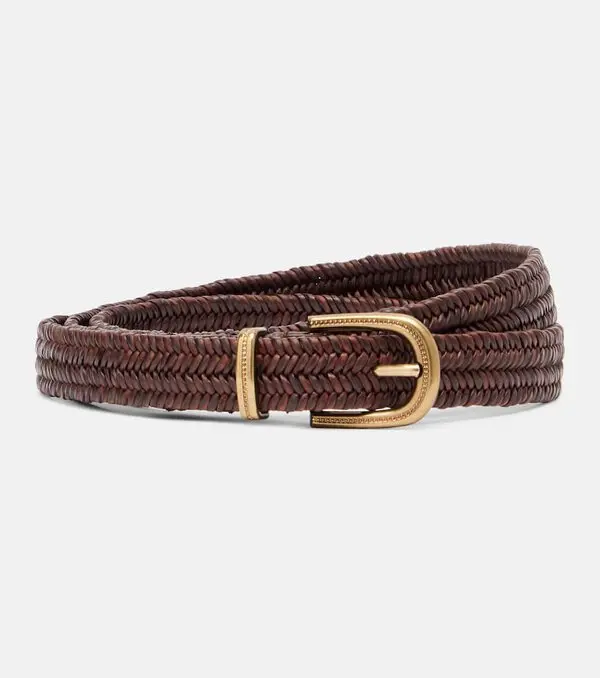 Brunello Cucinelli Woven Leather Belt - Brown