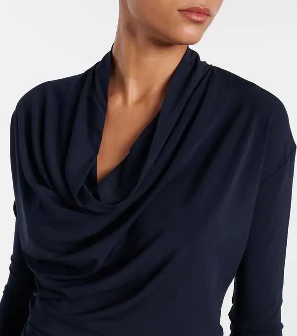 Tove Fina Draped Jersey Top - Blue