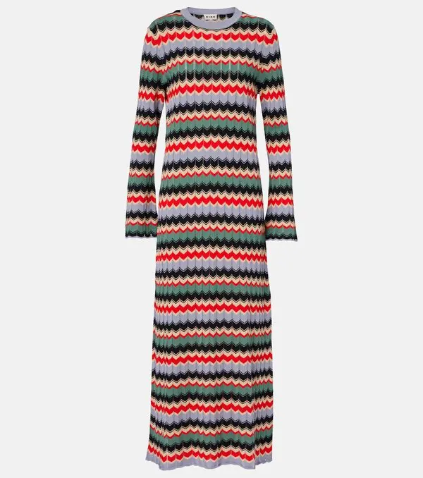 Rixo Miller Chevron Cotton Midi Dress - Multicoloured