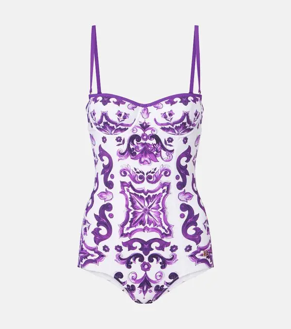 Dolce & Gabbana Majolica Balconette Swimsuit - White